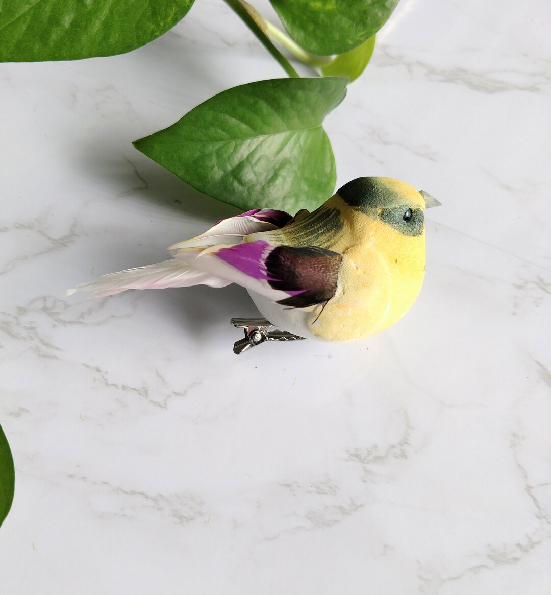 3 Pretty Artificial 3.5" Mushroom Birds on Clip for Floral Arrangements ...