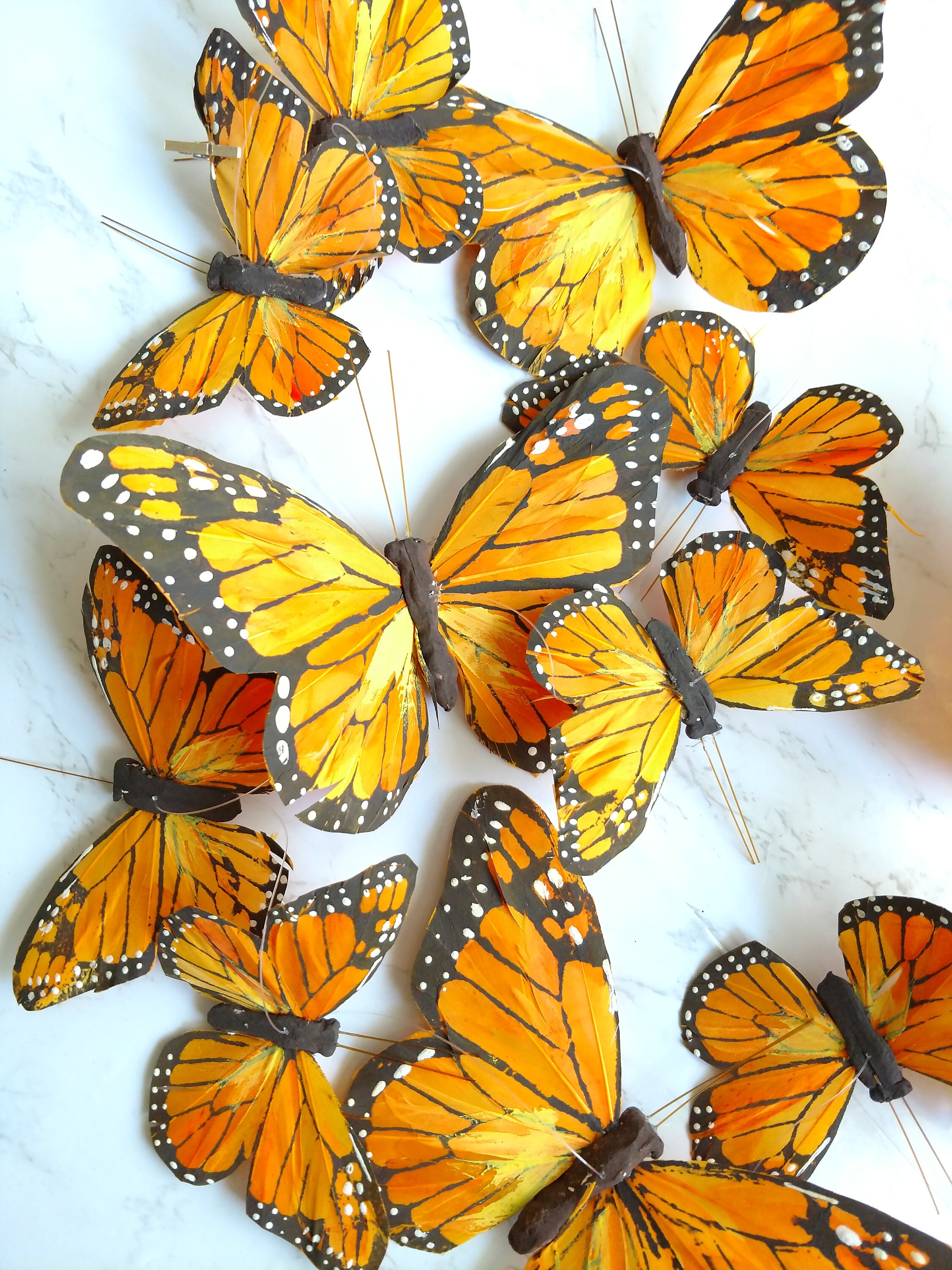 String Monarch Feather Butterflies Garland Orange Artificial | Etsy