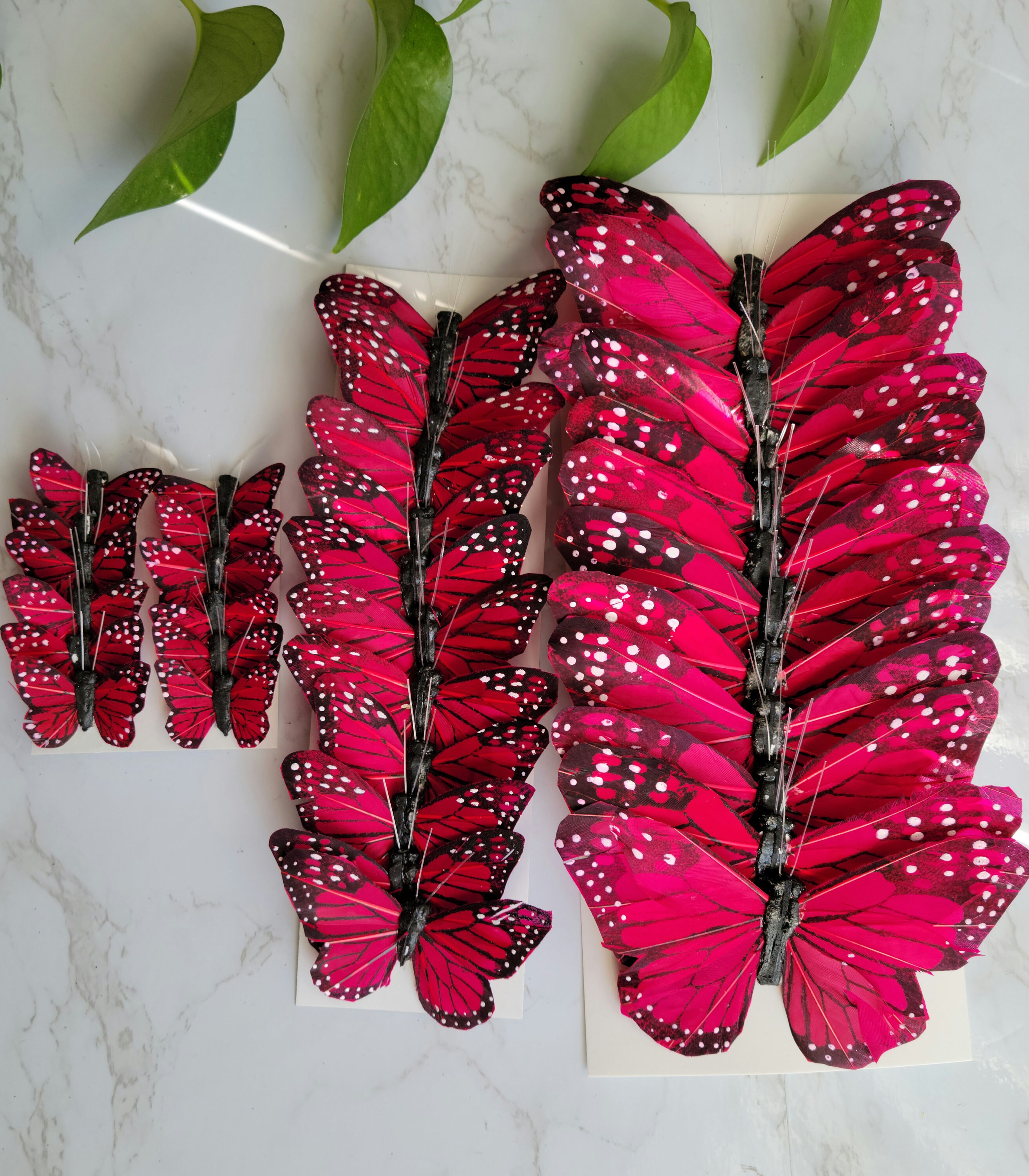 12 Red 5" Feather Butterflies, Wedding Decorations, Floral Accents Home ...