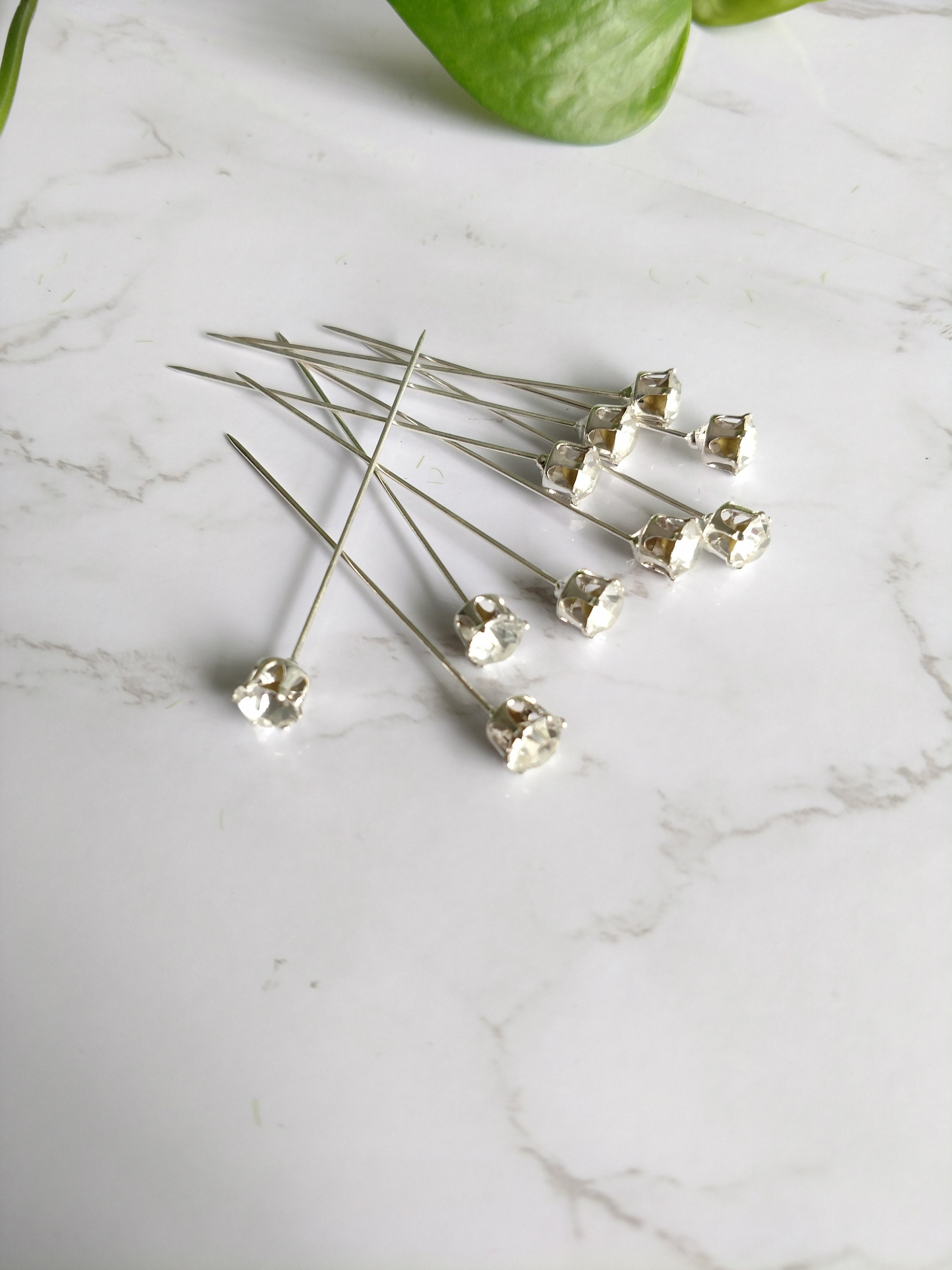 10 Silver Crystal Pin/pick for Floral Arrangements Wedding - Etsy UK