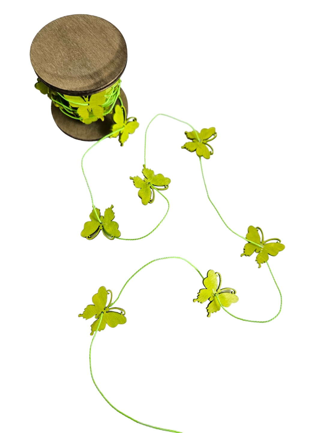 6 Ft Lime Green Butterfly Garland, String of Wood Butterflies for Party ...