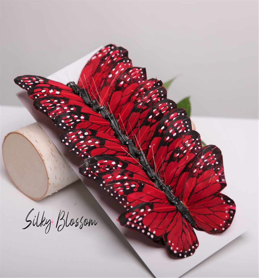 12 Red 5" Feather Butterflies, Wedding Decorations, Floral Accents Home ...