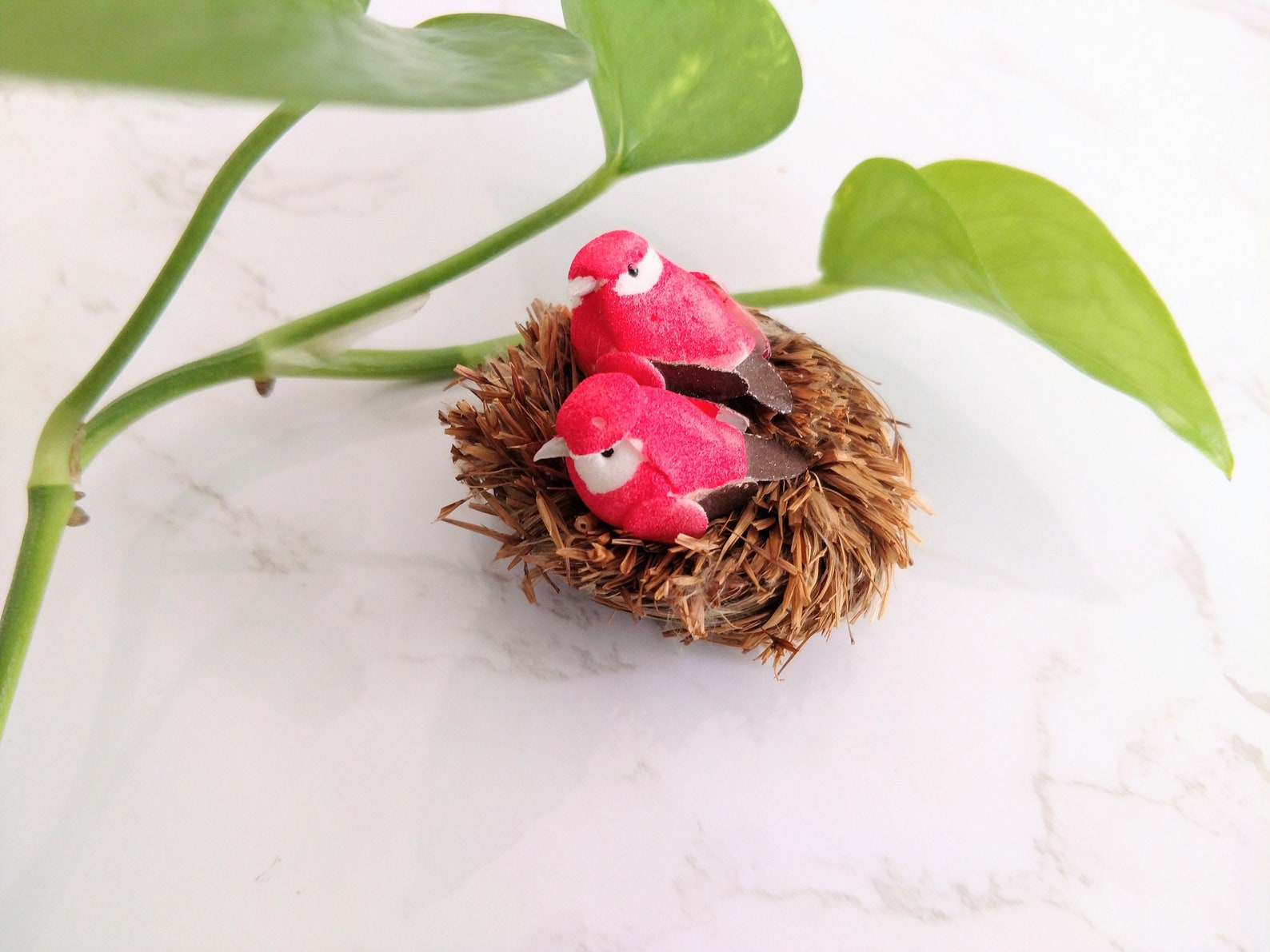 2 Adorable Miniature Artificial Bird Nests With Two Cute Birds - Etsy