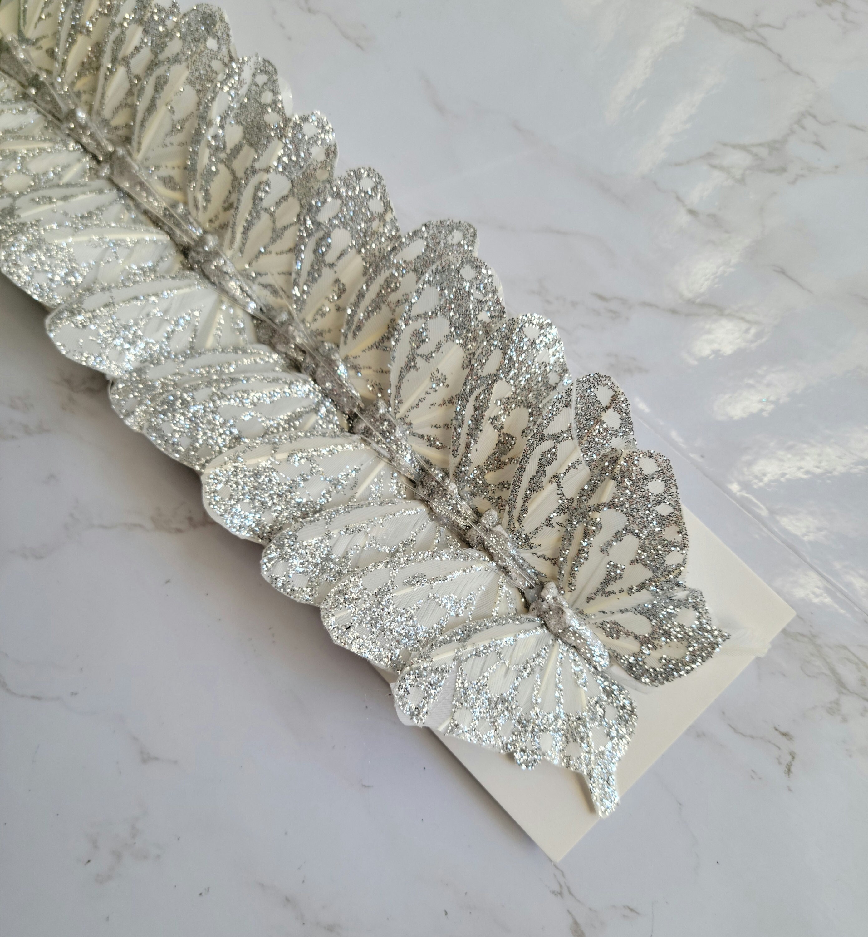 12 3 Feather Silver Glitter Butterflies 5 Inch | Etsy