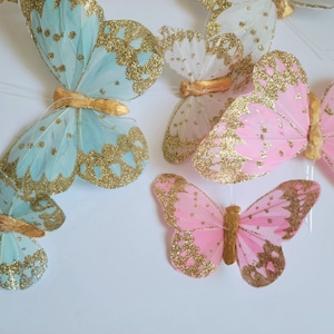 String Pastel/gold Feather Butterfly Garland, Wedding Decorations ...