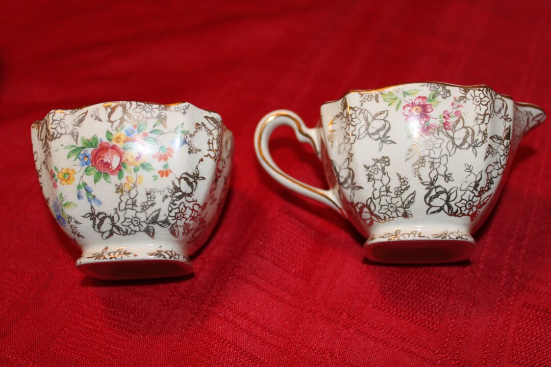 Rare Lord Nelson Ware Vintage English Cream Sugar Set / Gold Gilt ...
