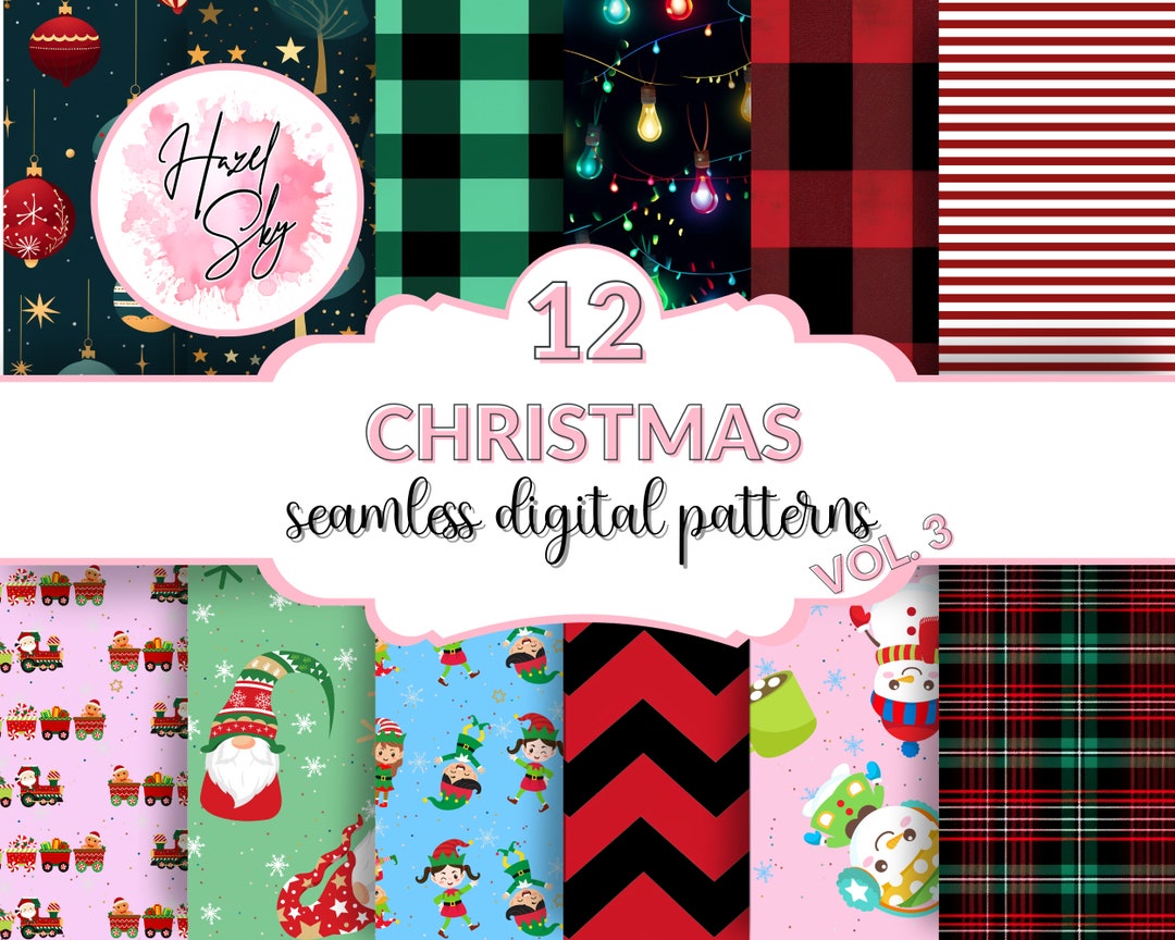 12 Christmas (volume 3) Seamless Digital Pattern, Digital Paper ...