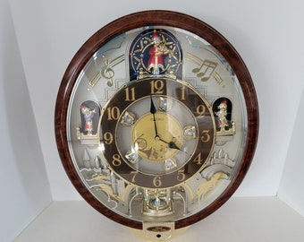 Seiko Melodies in Motion Swarovski Music Wall Clock QXM228BRH * Castle ...