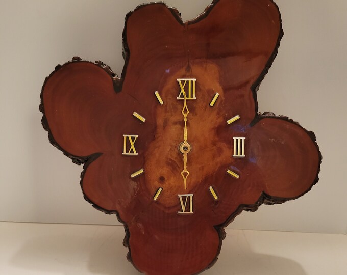 Vintage Live Edge Cypress Wood Wall Slab Clock 14.5 X 15 Inches ...