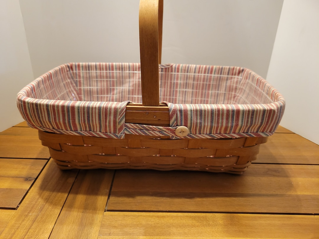 Vintage Longaberger Rectangle Wood Basket With Stationary Handle ...