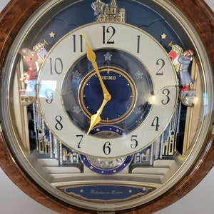 Seiko Melodies in Motion Swarovski Music Wall Clock QXM228BRH Castle ...