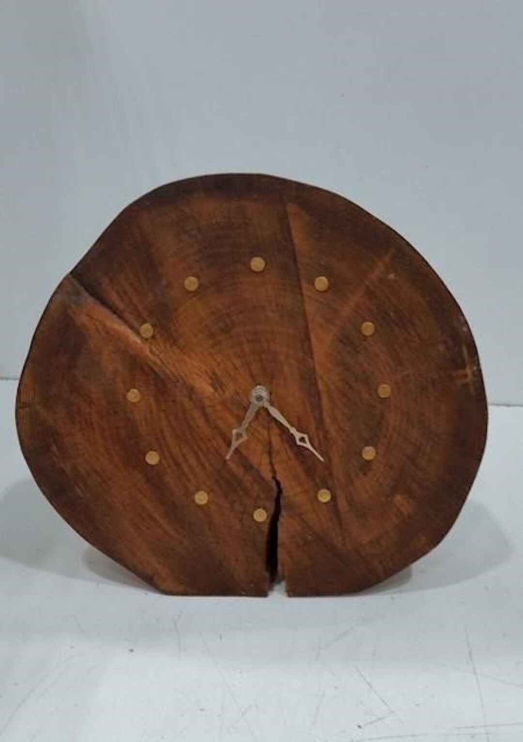 Vintage Live Edge Wood Slab Clock * Minimalist * Table Clock * Mancave ...