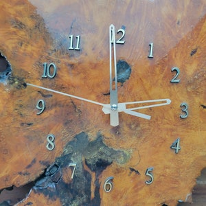Vintage Live Edge Wood Slab Clock in Petrified Wood Stand * Table Clock ...