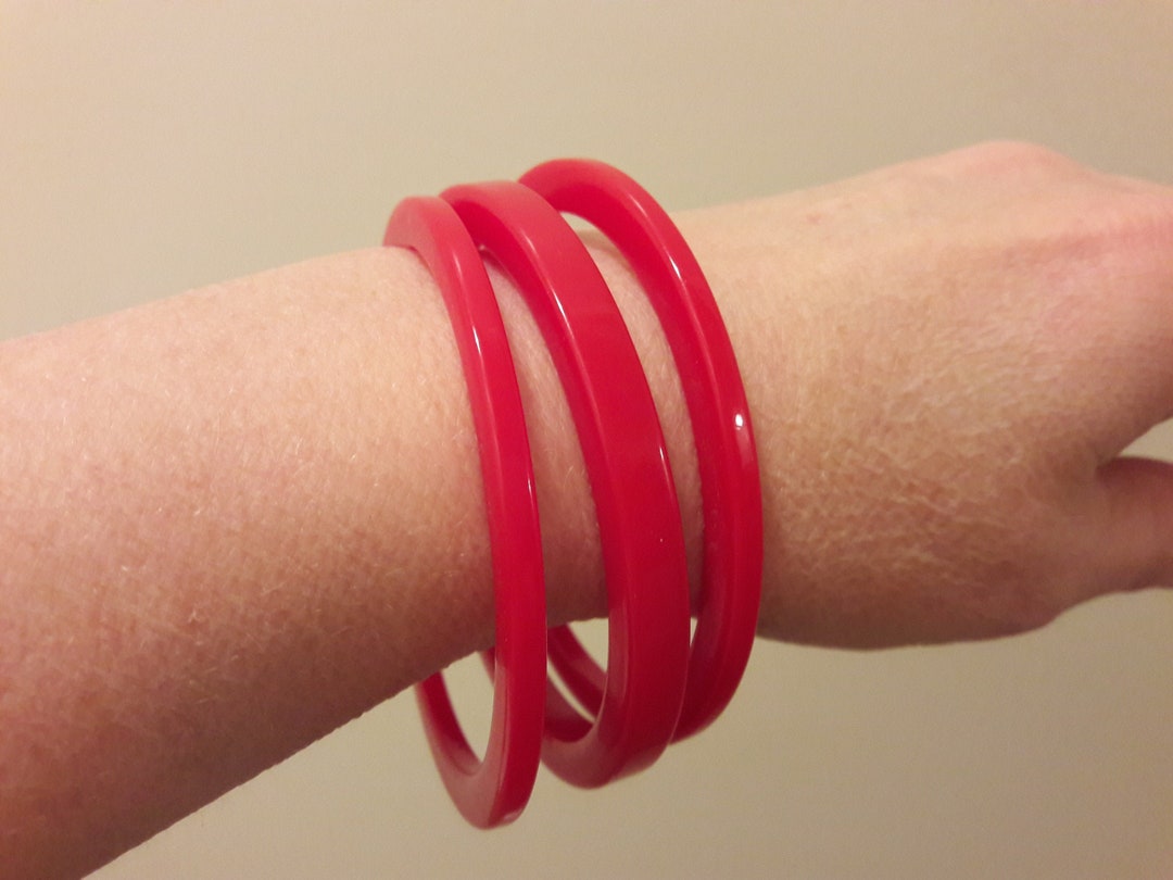 Vintage Bakelite Cuff Bangle Bracelet 3 Red Bracelets - Etsy