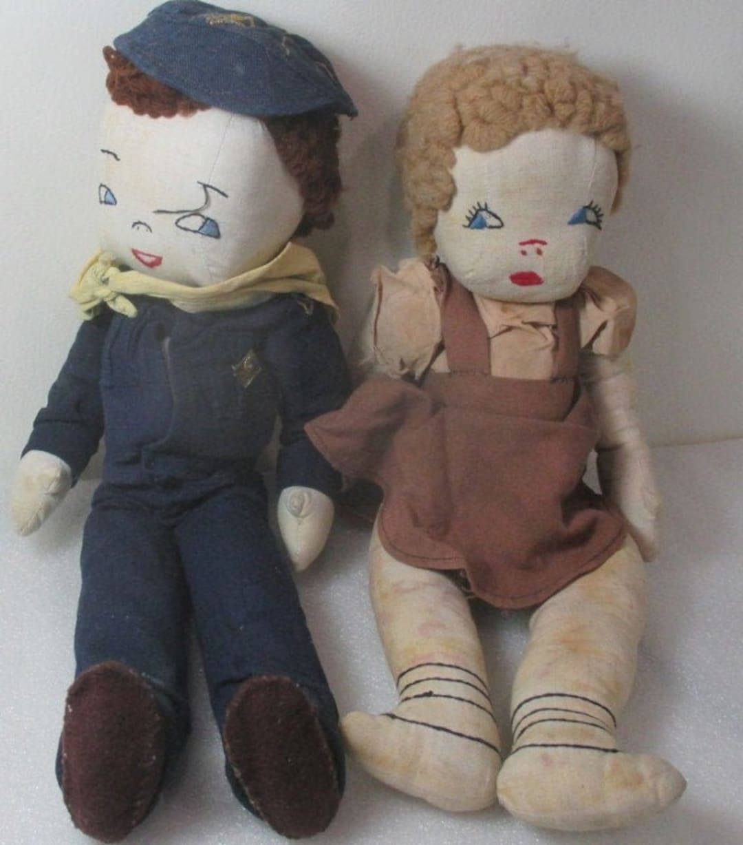 Handmade Boy Scout Cub & Girl Scout Brownie Cloth Doll *vintage * 15 ...