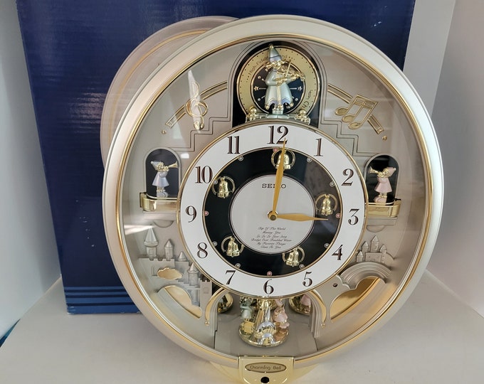 NIB Seiko Melodies in Motion Swarovski Wall Clock * QXM109SRH * Song ...