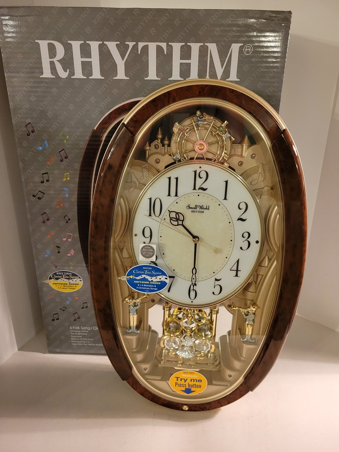 NIB Rhythm Melodies Wall Clock * Model 4MJ895 * Trumpet Boys * Long ...