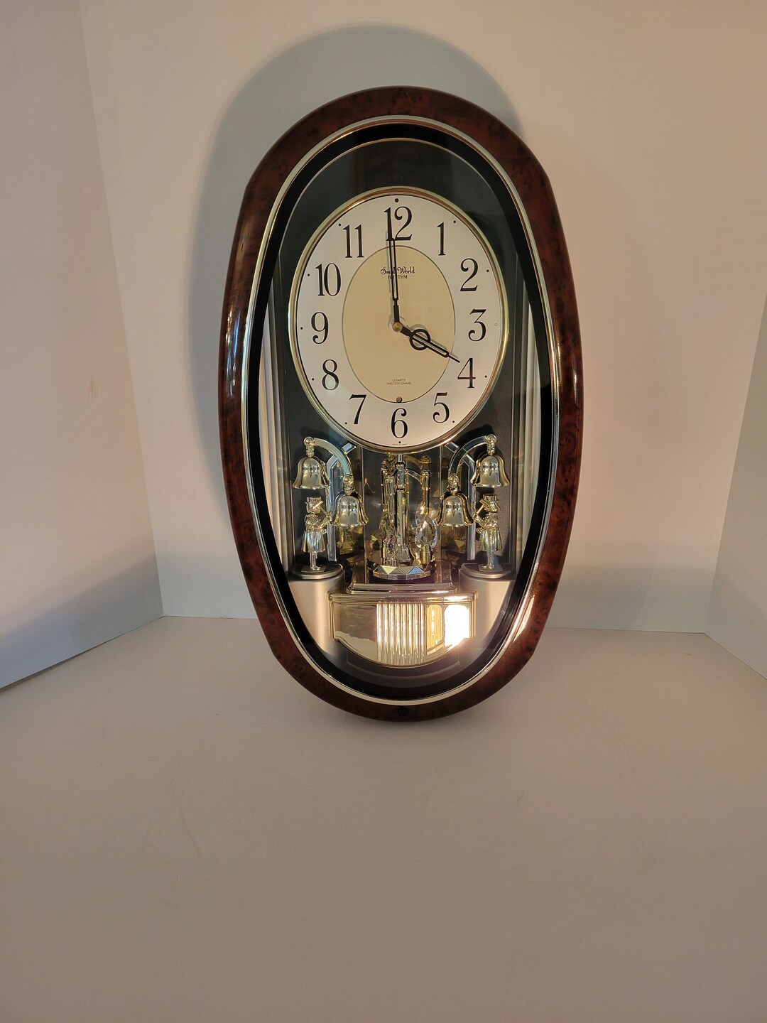 Rhythm Melodies Wall Clock Model 4MH740 Long Narrow Oval Bell Ringers ...