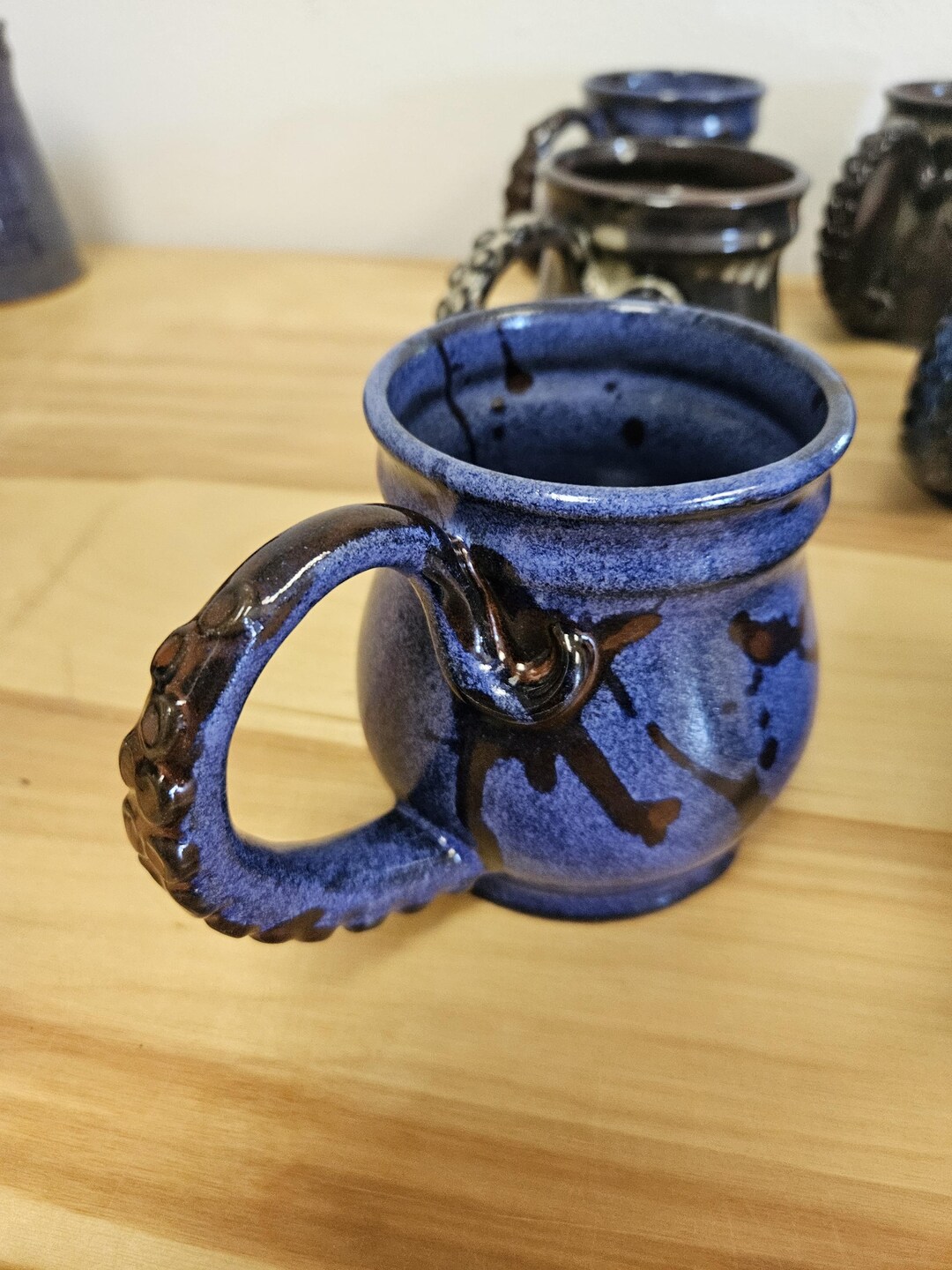 Tentacle Mug Cobalt Blue Glaze With Red Mottled Spots, Made to Order - Etsy
