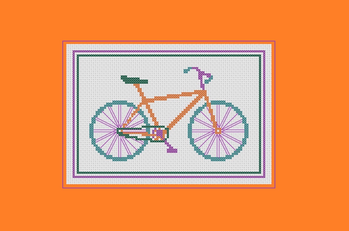 Bicycle Cross Stitch Pattern: Colourful Bike - Etsy UK