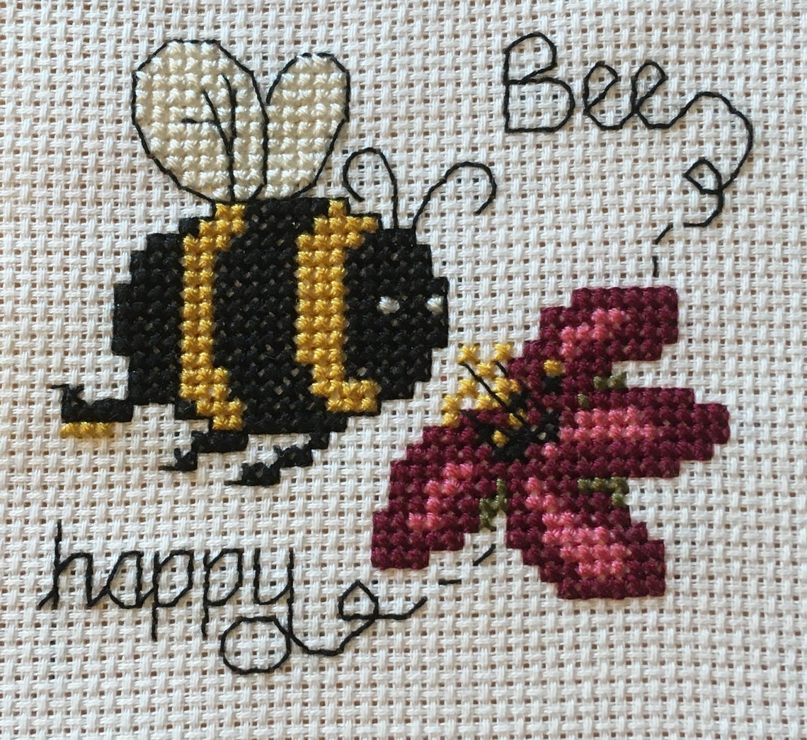 Cute Bee Cross Stitch Pattern: Bee Happy - Etsy Australia
