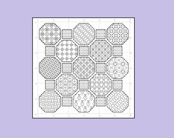 Blackwork Octagon Pattern, Blackwork Octagon , Blackwork Chart, Cross Stitch Chart by Peppermint ...