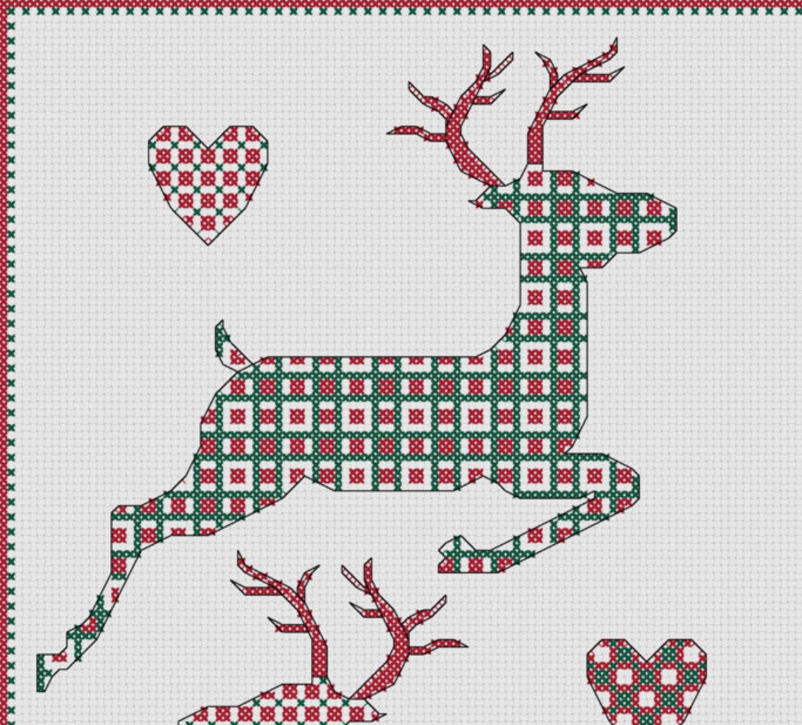 Christmas Cross Stitch Pattern: Reindeer Trio | Etsy