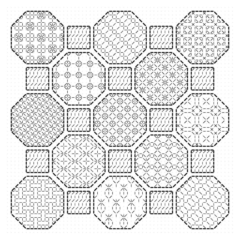 Octagon Sampler Blackwork Pattern - Etsy