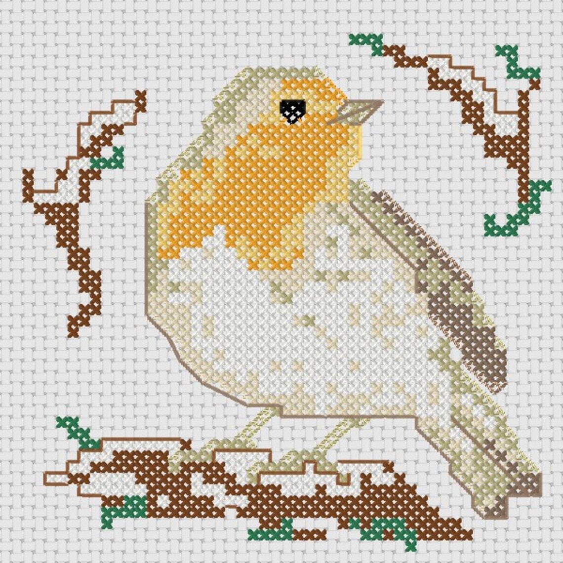 Robin cross stitch pattern: garden birds series | Etsy