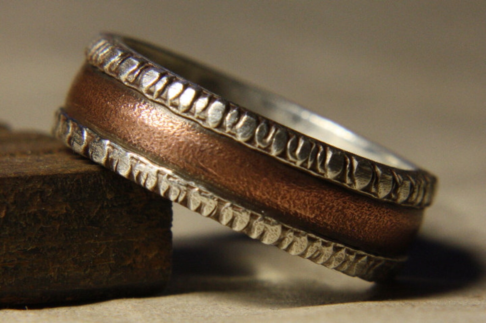 Rustic Mans Wedding Engagement Ring of Sterling Silver and - Etsy