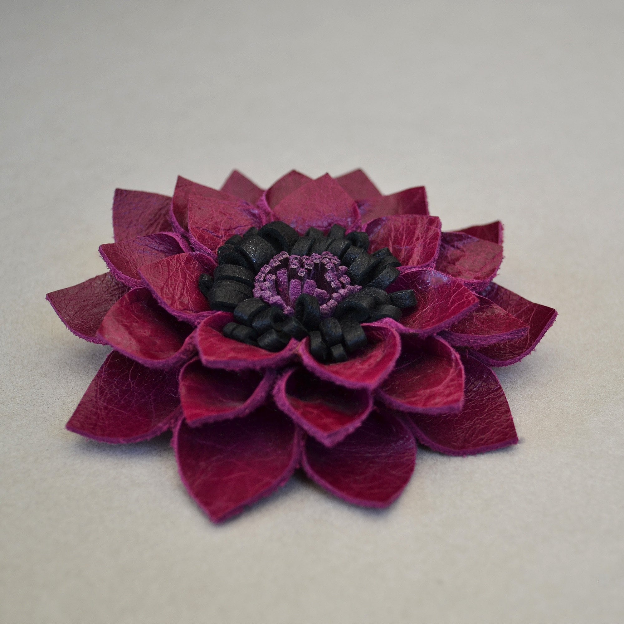 Leather Flower Brooch Large Flower Pin Fuchsia Brooch for Mom - Etsy ...