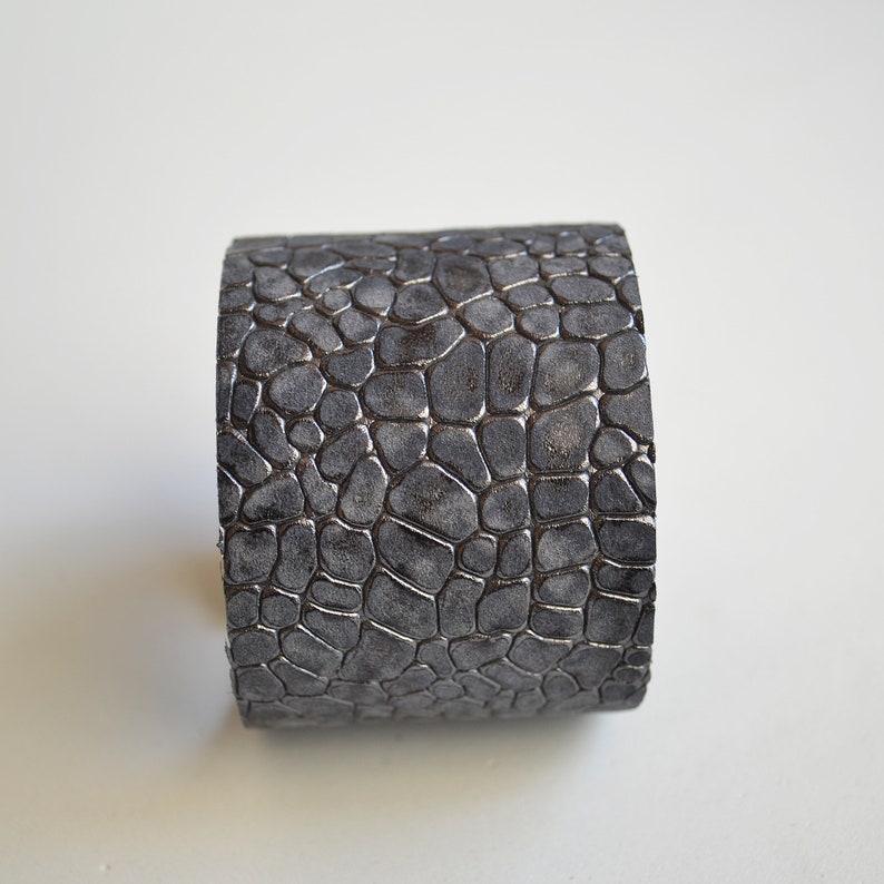Gray Silver Cuff Bracelet Women's Jewelry Leather Cuff - Etsy