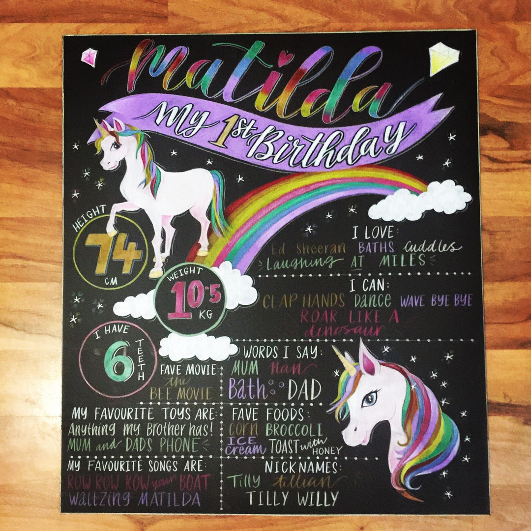 Unicorn and Rainbow Chalkboard - Etsy