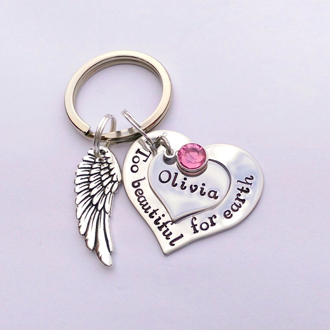 Personalised Memorial Keyring Too Beautiful for Earth - Etsy UK