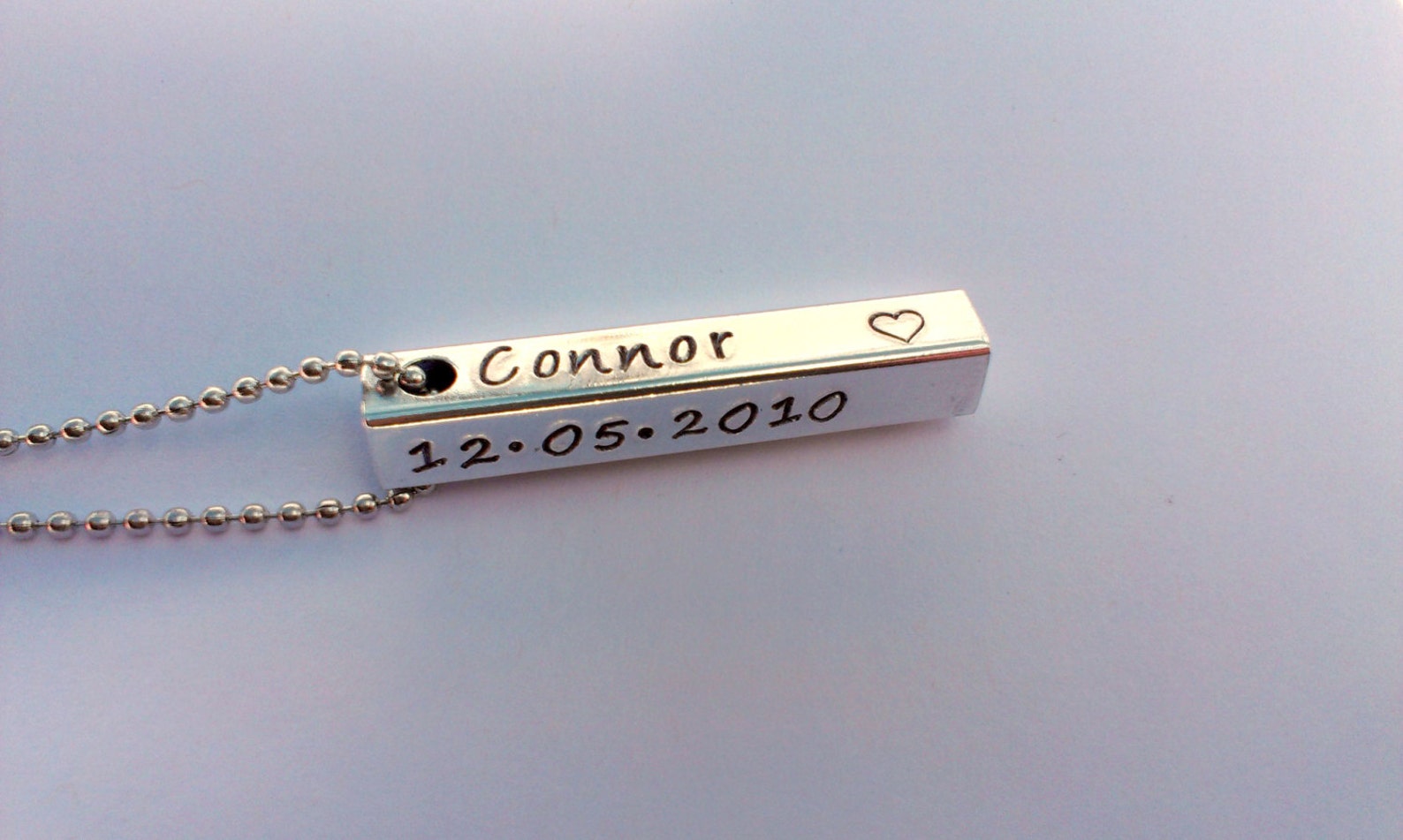 Hand Stamped Personalised Rectangle Bar Pendant Necklace - Etsy