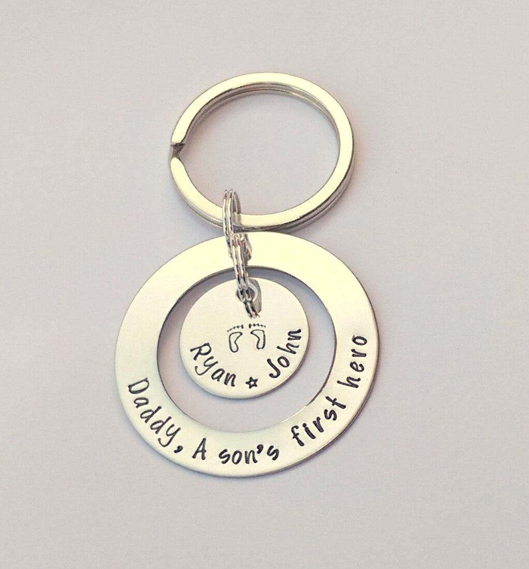Personalised Daddy Keyring - Daddy Gift - Daddy A Son's First Hero ...