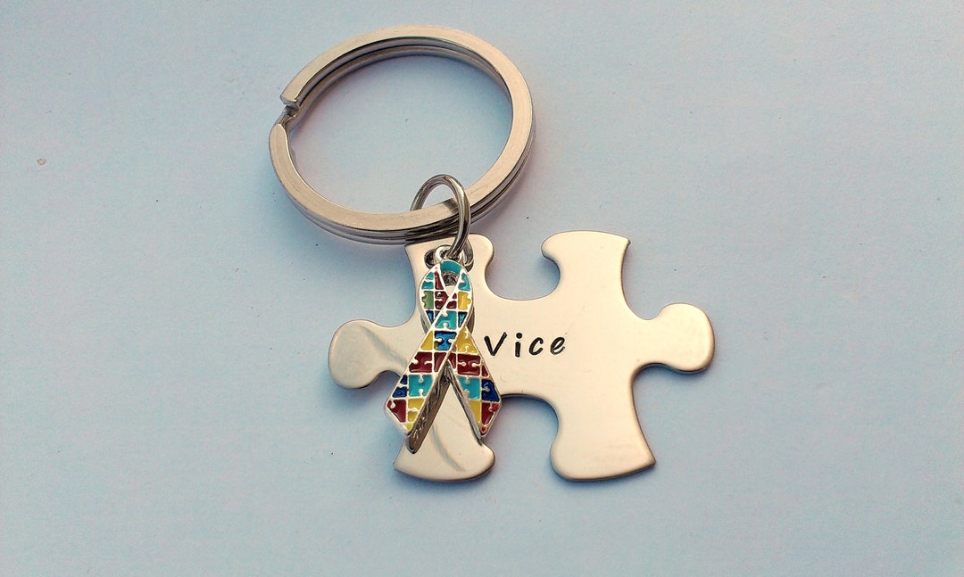 Personalised Jigsaw Keyring - Puzzle Piece Keyring - Autism Awareness ...