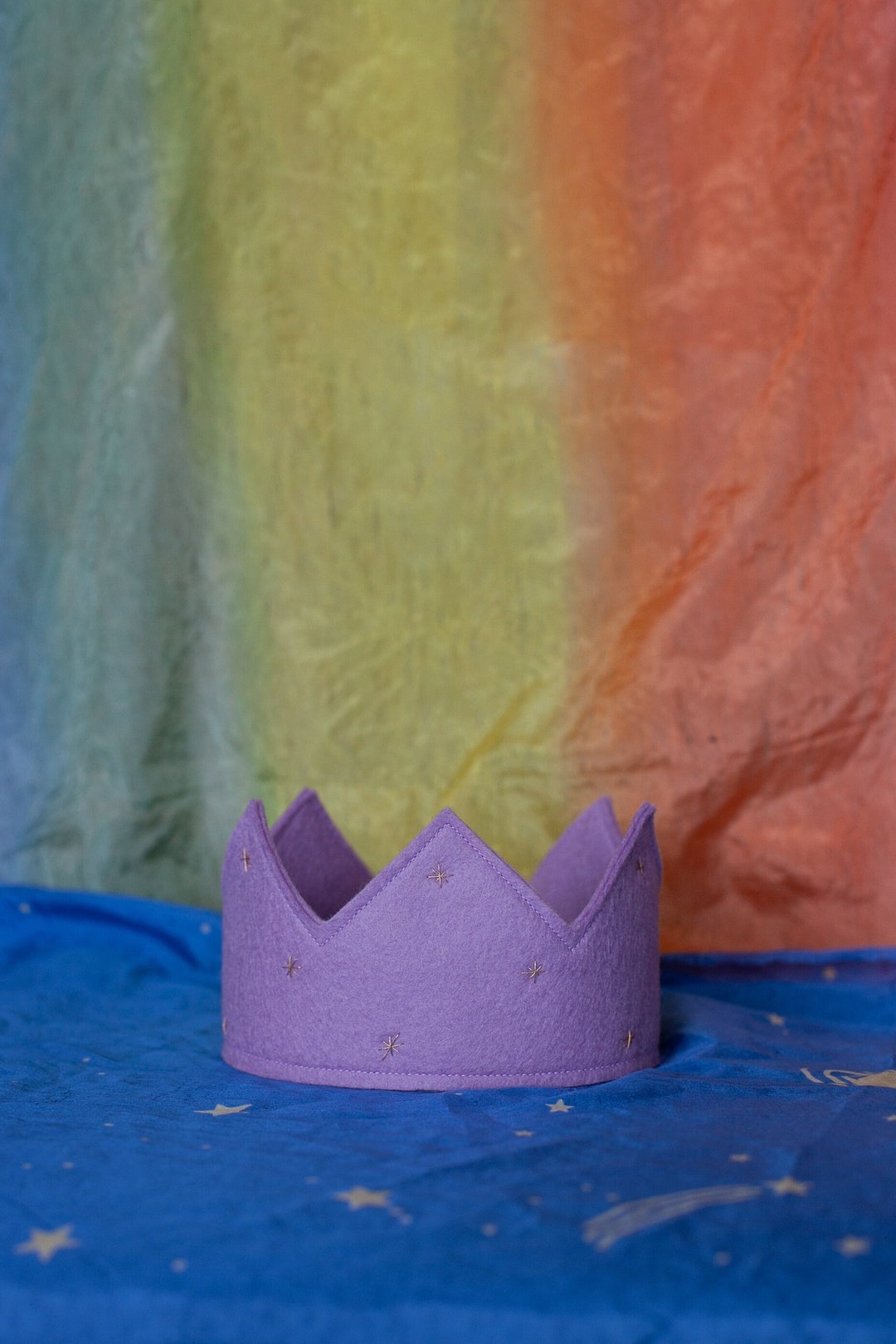 Violet Wool Felt Crown: Hand Embroidered Star Birthday Crown - Etsy