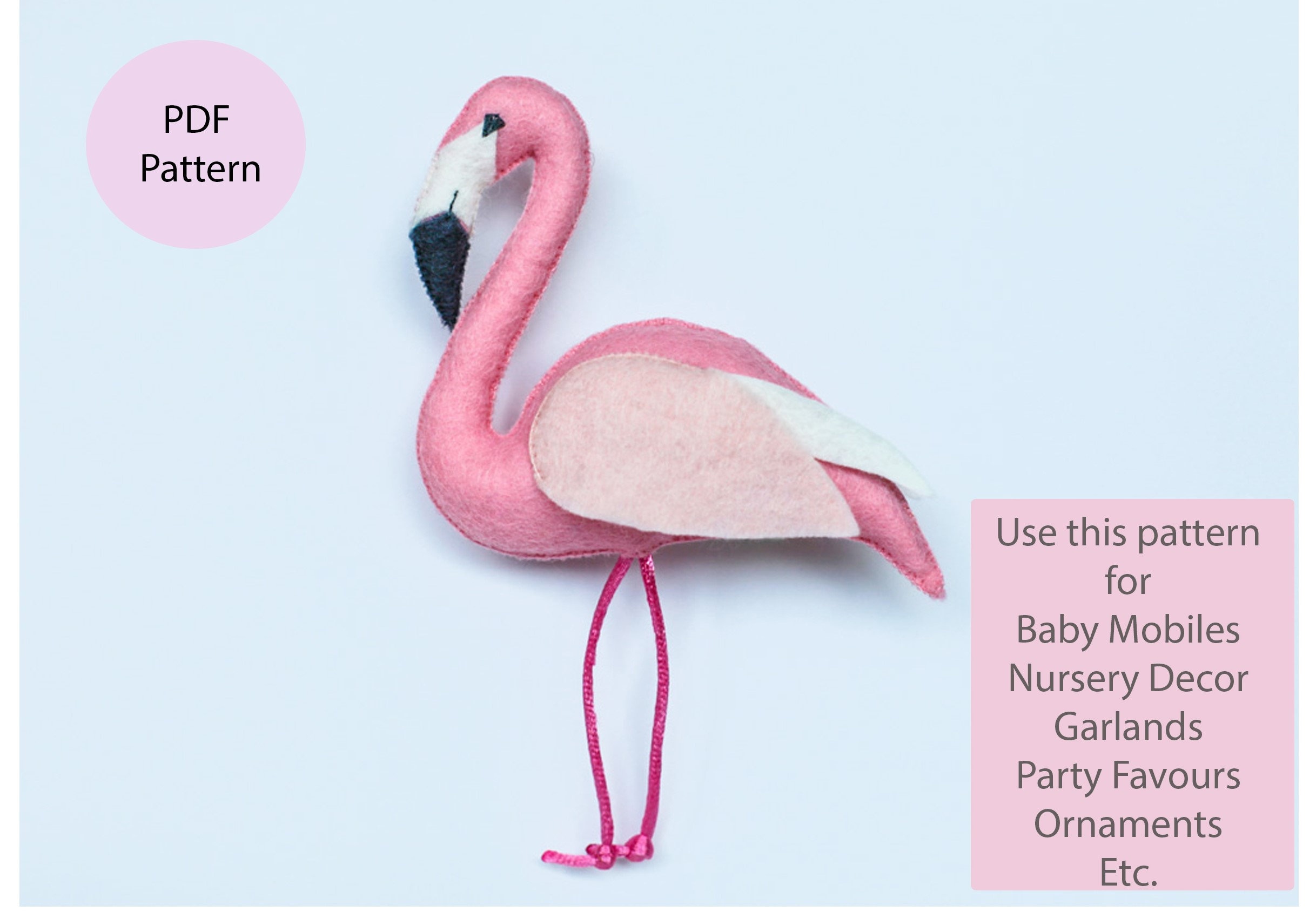 Flamingo Mobile DIY Felt Flamingo Pattern PDF Flamingo Garland Baby ...