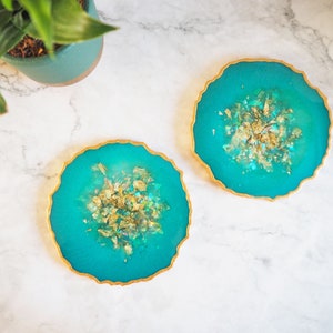 Jade Green Geode Resin Coasters Geode Coaster Set Jade Green | Etsy