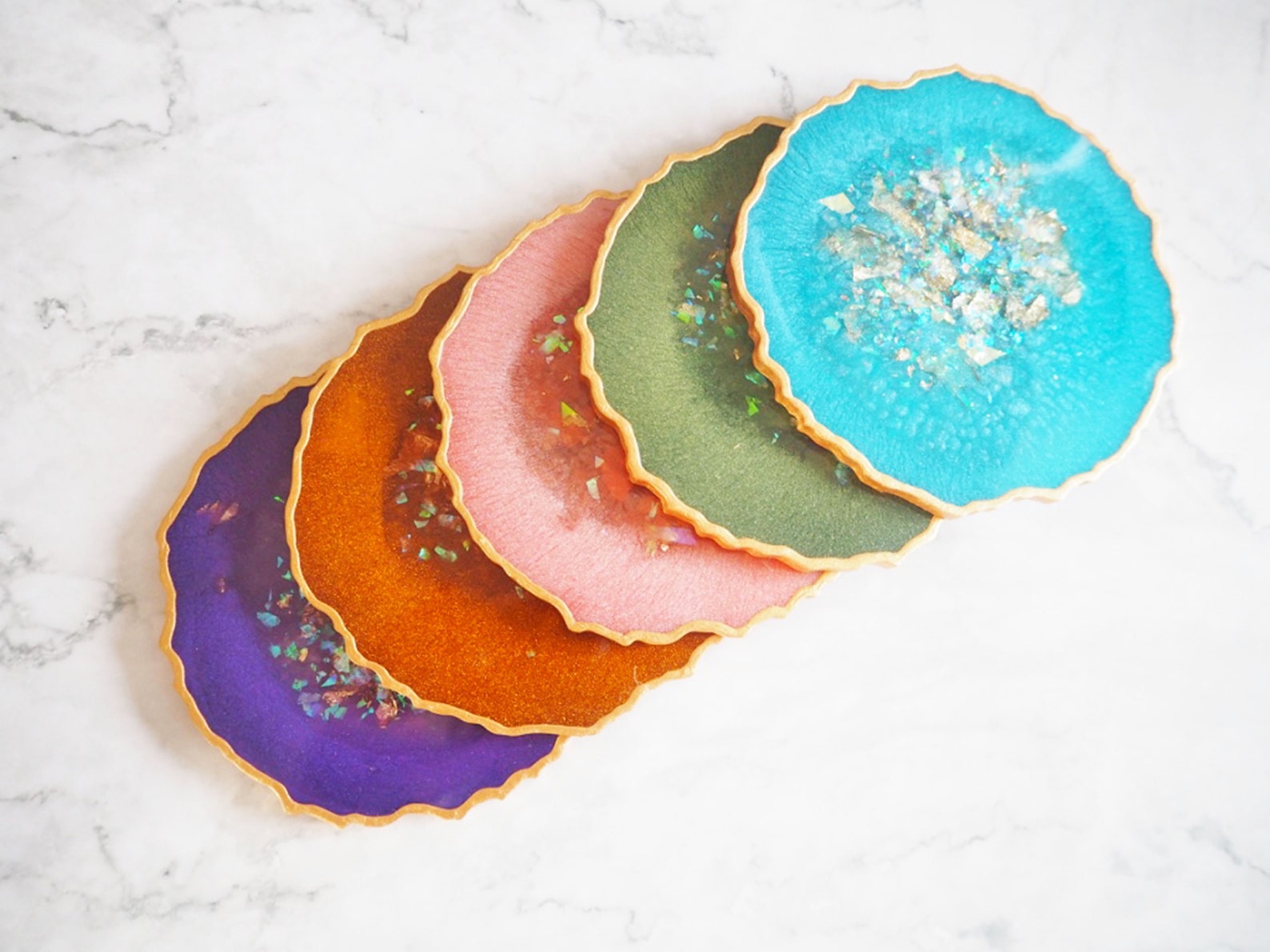 Purple Geode Resin Coaster Set Sparkly Geode Coasters Purple | Etsy