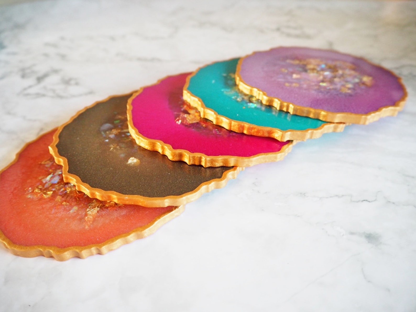 Jade Green Geode Resin Coasters Geode Coaster Set Jade Green | Etsy