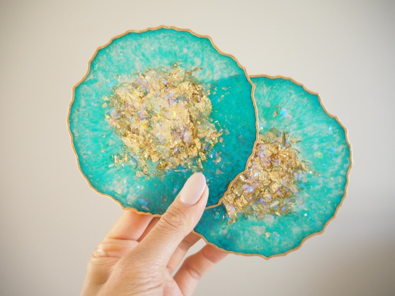 Jade Green Geode Resin Coasters Geode Coaster Set Jade Green - Etsy