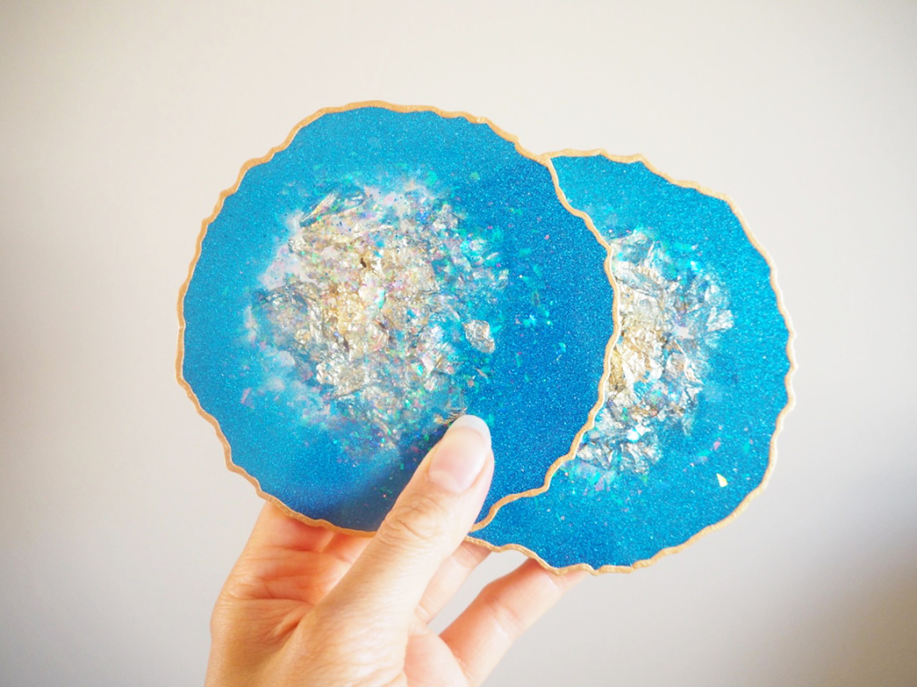 Cobalt Resin Coasters Sparkly Blue Geode Resin Coasters | Etsy