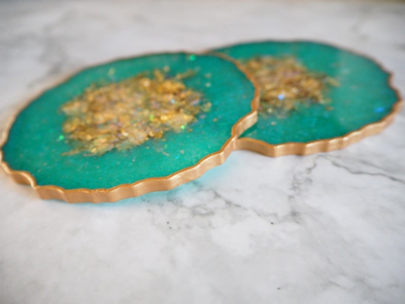 Jade Green Geode Resin Coasters Geode Coaster Set Jade Green - Etsy