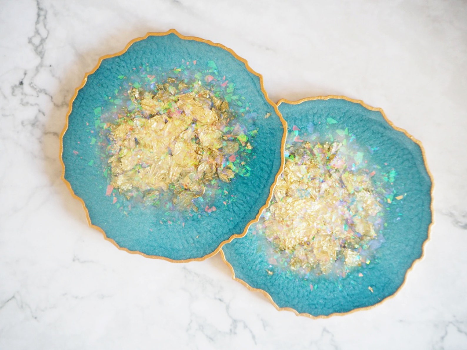 Teal Geode Resin Coasters Geode Coaster Set Teal Resin - Etsy