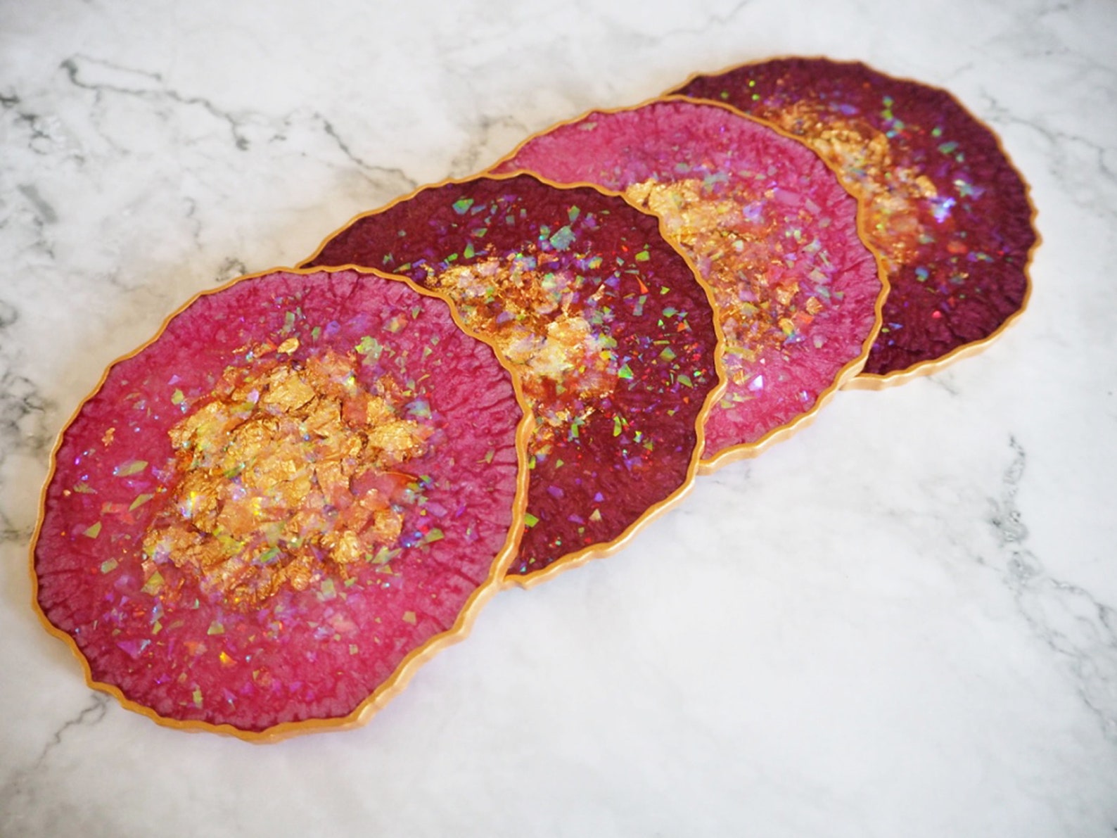 Fuchsia Geode Resin Coasters, Fuchsia Resin Coasters, Gifts for Home ...