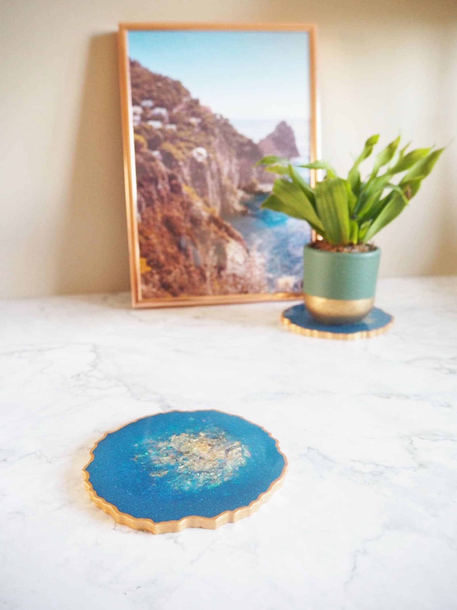 Cobalt Resin Coasters, Sparkly Blue Geode Resin Coasters, Geode Coaster ...