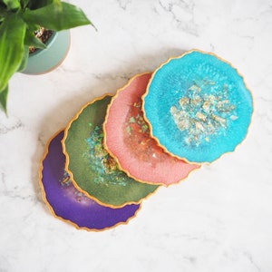 Purple Geode Resin Coaster Set, Sparkly Geode Coasters, Purple Coasters ...