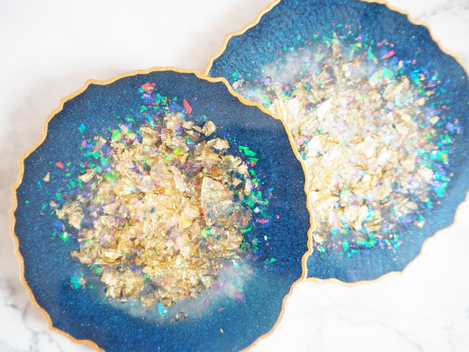 Navy Geode Resin Coasters, Navy Resin Coaster Set, Gifts for Home, Navy ...